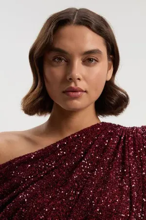 Karen Millen One Shoulder Sequin Mini Dress
