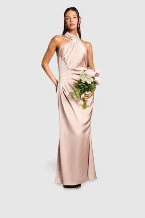 Coast Satin Asymmetric Neck Maxi Dress