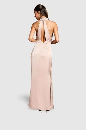 Coast Satin Asymmetric Neck Maxi Dress