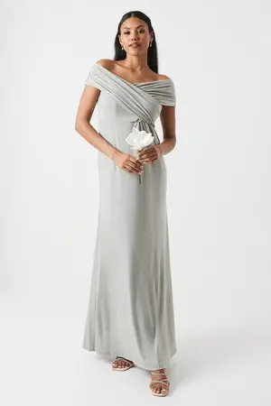 Coast Bardot Ruched Jersey Maxi Dress - Sage
