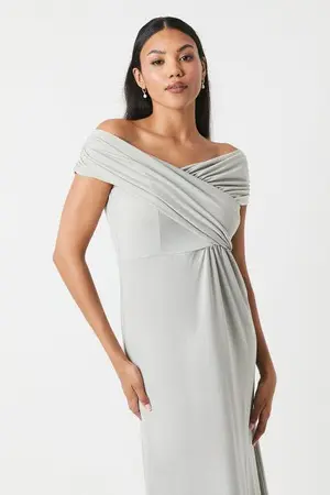 Coast Bardot Ruched Jersey Maxi Dress