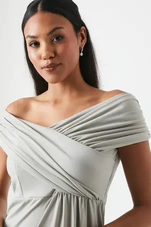 Coast Bardot Ruched Jersey Maxi Dress