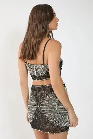 Nasty Gal Embellished Sequin Mini Skirt