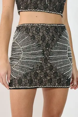 Nasty Gal Embellished Sequin Mini Skirt - Black