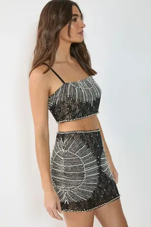 Nasty Gal Embellished Sequin Mini Skirt