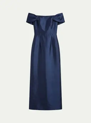 Coast Twill Bardot Off The Shoulder Dress Navy