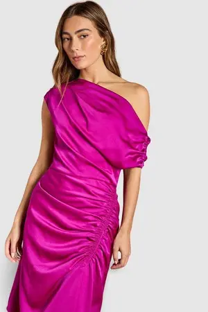 Coast Satin One Shoulder Midi Dress