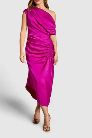 Coast Satin One Shoulder Midi Dress