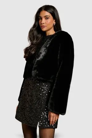 Coast Faux Fur Jacket - Black