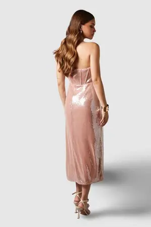 Coast Sequined Bandeau Corset Midi Dress