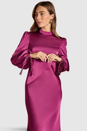 Coast Blouson Sleeve Satin Midi Dress