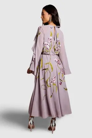 Coast Embroidered Tiered Chiffon Midi Dress