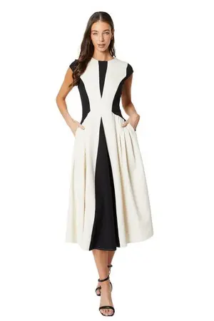 Coast Color Block Crepe Midi Dress - Mono