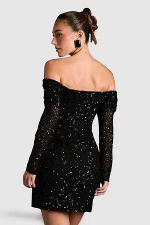 Coast Bardot Long Sleeve Wrap Mini Dress