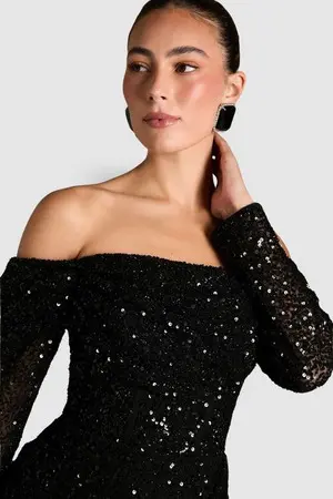 Coast Bardot Long Sleeve Wrap Mini Dress