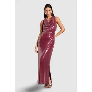 Coast Cowl Neck Halter Sequin Maxi Dress