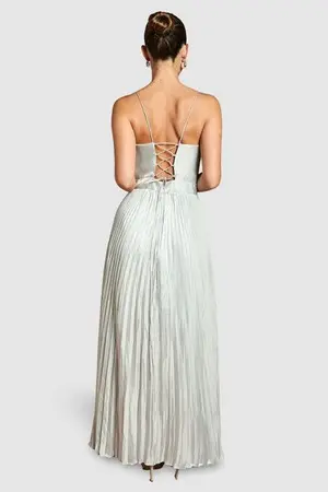 Coast Metallic Pleated Corsage Maxi Dress