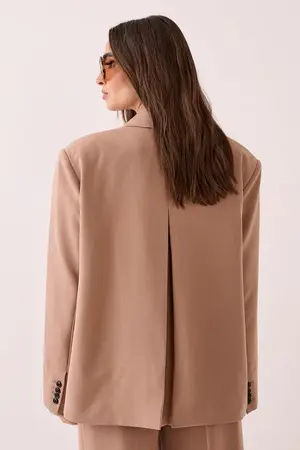 Nasty Gal Double Breasted Oversized Blazer - Taupe