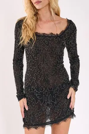 Nasty Gal Nastygal Hand Embellished Lace Mini Dress