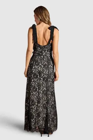 Coast Lace Bow Shoulder Maxi Dress - Black