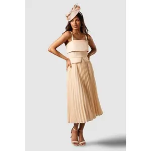 Coast Petite Square Neck Midi Dress - Champagne