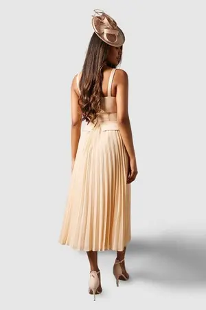 Coast Petite Square Neck Midi Dress - Champagne