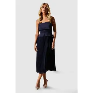Coast Petite Square Neck Midi Dress - Navy