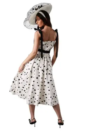 Coast Polka Dot Midi Dress With Bow Detail