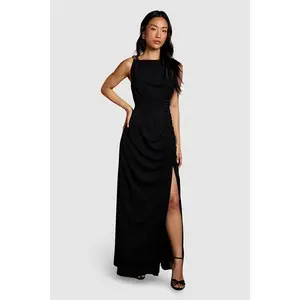 Coast Ruched Side Split Maxi Dress - Black