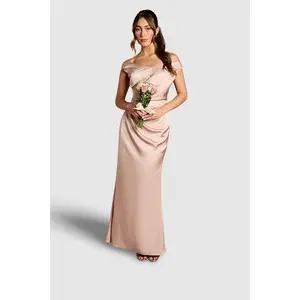 Coast Satin Bardot Maxi Dress - Mocha