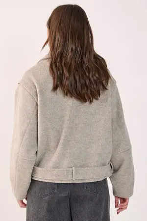 Nasty Gal Oversized Brushed Belted Biker Jacket