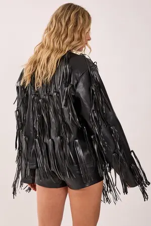 Nasty Gal Faux Leather Tassel Jacket