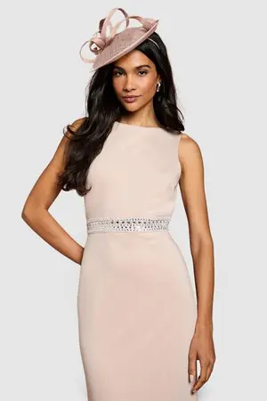 Coast Embellished Waist Ponte Midi Dress