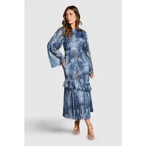 Coast Flare Sleeve Animal Print Midi Dress