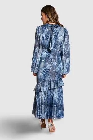 Coast Flared Sleeve Animal Print Midi Dress