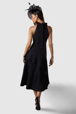 Coast High Neck Corsage Detail Midi Dress