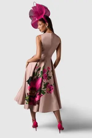 Coast Notch Neck Floral Print Midi Dress