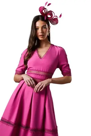Coast Crochet Insert V-neck Midi Dress