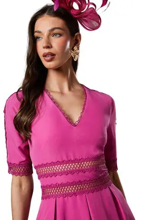 Coast Crochet Insert V-neck Midi Dress