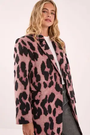 Nasty Gal Leopard Wool Blend Tailored Coat