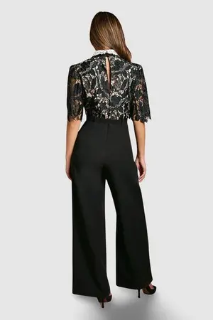 Coast Lace Shirt Short Sleeve Jumpsuit - Mono