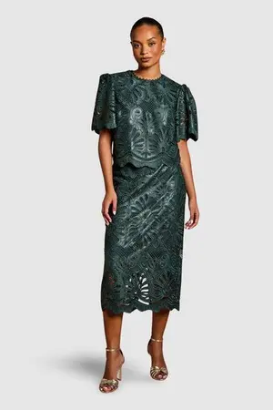 Coast Petite Lace Pencil Midi Skirt