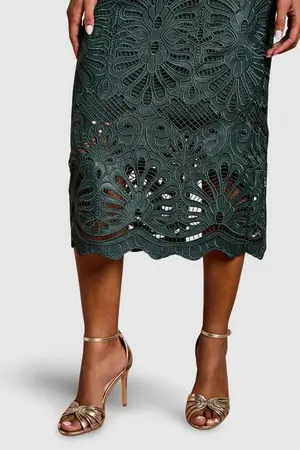Coast Petite Lace Pencil Midi Skirt