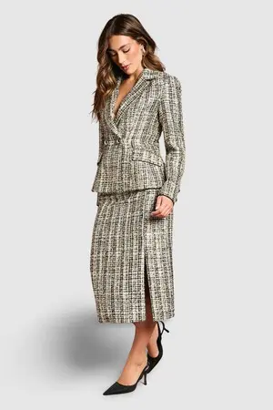 Coast Sequin Tweed Midi Skirt