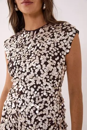 Nasty Gal Hand Embellished Cap Sleeve Mini Dress