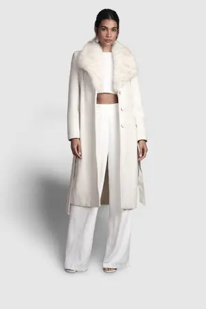 Coast Faux Fur Collar Belted Midi Coat