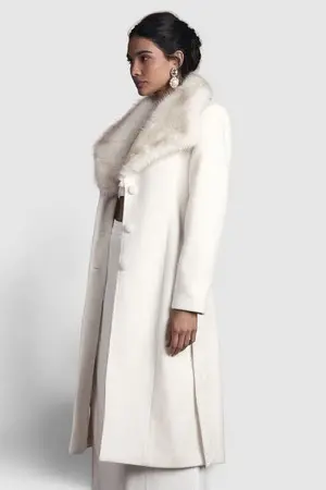 Coast Faux Fur Collar Belted Midi Coat