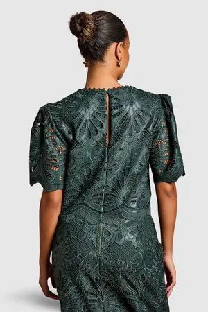 Coast Petite Embroidered Lace Short Sleeve Top