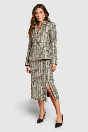 Coast Sequin Tweed Fitted Blazer