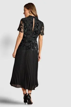 Coast Velvet Lace Collared Midi Dress